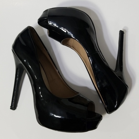 KAYLEEN By Los Angeles | Shoes | Kayleen Black Patent Leather Peep Toe ...